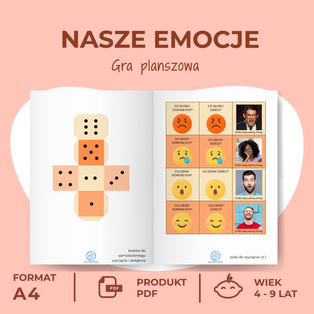 Nasze emocje - Gra planszowa DIY zróbcie to razem - Pomocetus.pl